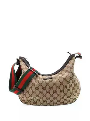 Gucci Saddle Zip Messenger Bag Gg Canvas With Leather Medium Cross Body Bag