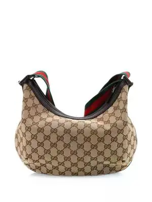 Gucci Saddle Zip Messenger Bag Gg Canvas With Leather Medium Cross Body Bag
