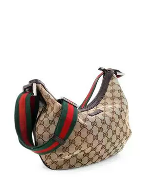 Gucci Saddle Zip Messenger Bag Gg Canvas With Leather Medium Cross Body Bag