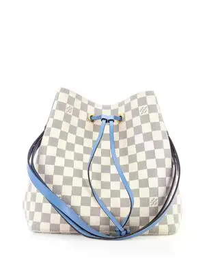 LOUIS VUITTON Louis Vuitton Damier Leather MM Bucket Bag Blue