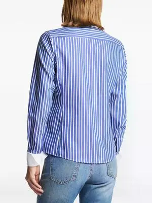 FAY Vertical-stripe Contrast-collar Shirt