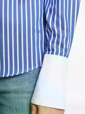 FAY Vertical-stripe Contrast-collar Shirt