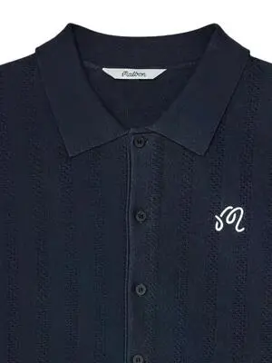 MALBON Crosscut Pointelle Polo Shirt - Blue