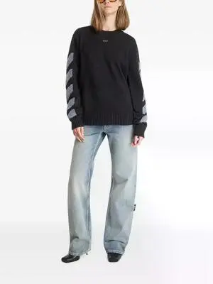 Off-White Diag Fuzzy Knit Crew-neck Sweater