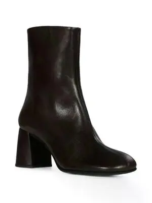POEVE Thea Square-toe Block-heel Boots - Brown