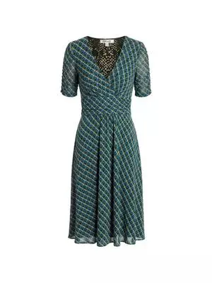 Diane Von Furstenberg Koren Geometric-print Ruched Midi Dress - Blue