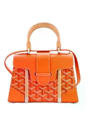 Goyard Structured Saigon Top Handle Coated Canvas With Leather Mini Satchel - Orange