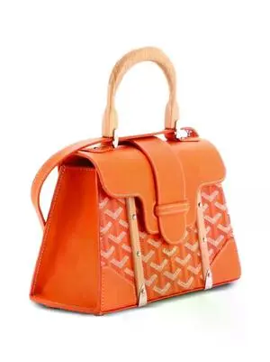 Goyard Structured Saigon Top Handle Coated Canvas With Leather Mini Satchel - Orange