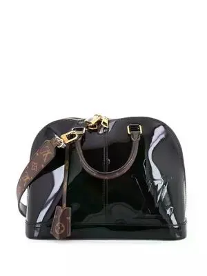 LOUIS VUITTON Alma Handbag Vernis With Monogram Canvas Pm Satchel - Black