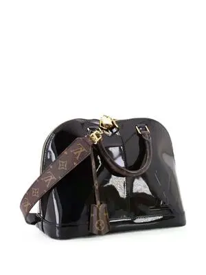 LOUIS VUITTON Alma Handbag Vernis With Monogram Canvas Pm Satchel - Black