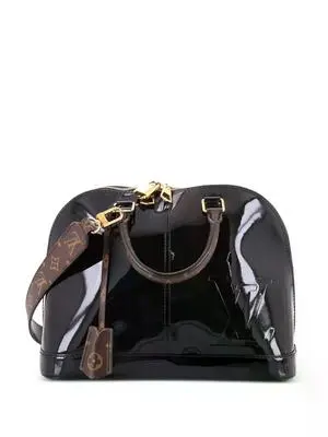 LOUIS VUITTON Alma Handbag Vernis With Monogram Canvas Pm Satchel - Black