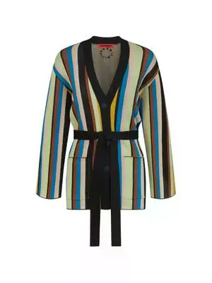 SIMONMILLER Max Belted Striped Cardigan - Black