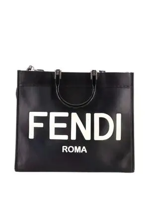 Fendi Sunshine Shopper Leather Medium Tote Bag - Black