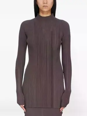 Rick Owens Rib-knit Mock-neck Sweater - Brown