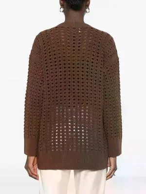 NUDE Perforated-knit Wool Cardigan - Brown