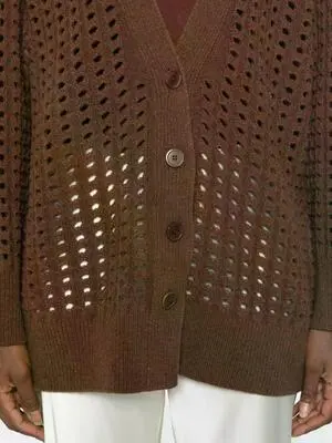 NUDE Perforated-knit Wool Cardigan - Brown