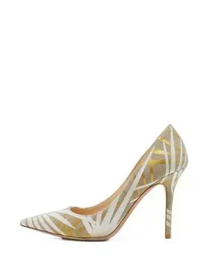 JIMMY CHOO Geometric-print Canvas Abel Pointed-toe Pumps