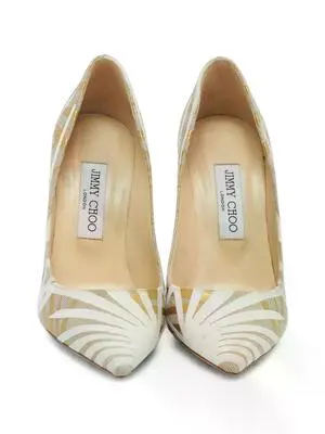 JIMMY CHOO Geometric-print Canvas Abel Pointed-toe Pumps