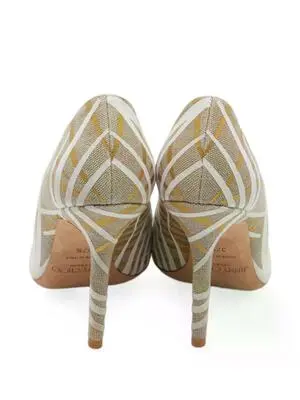 JIMMY CHOO Geometric-print Canvas Abel Pointed-toe Pumps