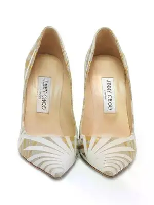 JIMMY CHOO Geometric-print Canvas Abel Pointed-toe Pumps