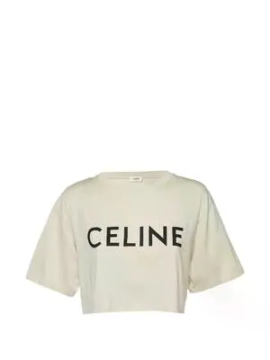 Celine Logo-print Cropped T-shirt