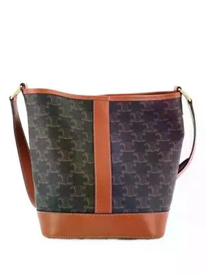 Celine Triomphe Coated Canvas Small Bucket Bag - Brown