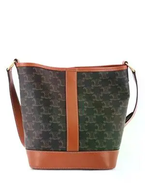 Celine Triomphe Coated Canvas Small Bucket Bag - Brown