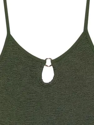 Hunza G Ring-detail Crinkle-effect Swimsuit - Green