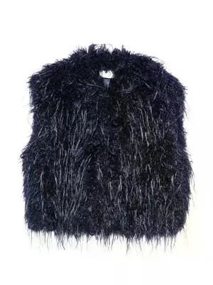 FORTE_FORTE Feather-effect Sleeveless Jacket - Black