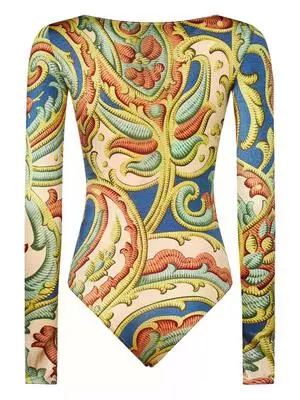 Wolford Paisley-print Long-sleeve Bodysuit