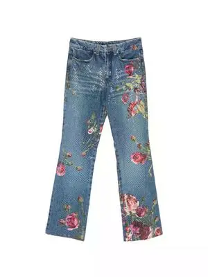 Roberto Cavalli 2000s Floral-print Jeans - Blue