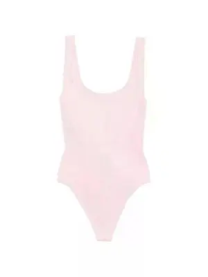Hunza G Crinkle-effect Scoop-neck Swimsuit - Pink