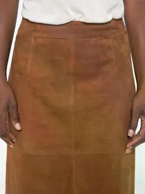 Marella Suede Midi Skirt - Brown