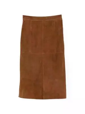 Marella Suede Midi Skirt - Brown