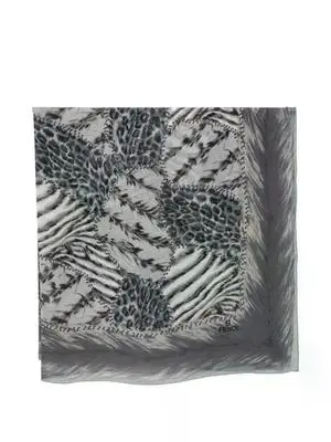 Fendi 1990s Patchwork Animal-print Scarf - Grey