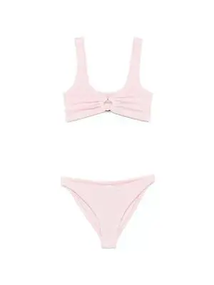 Hunza G Crinkle-effect Ring-detail Bikini - Pink
