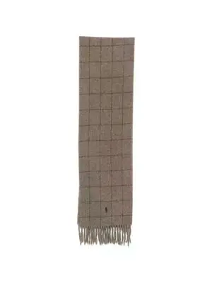 Polo Ralph Lauren Windowpane-check Fringed Scarf - Neutrals