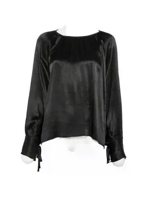 Dixie Satin-finish Tie-cuff Top - Black