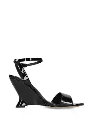 EMANUELLE VEE Open-toe Leather Wedge Sandals