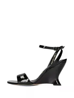 EMANUELLE VEE Open-toe Leather Wedge Sandals