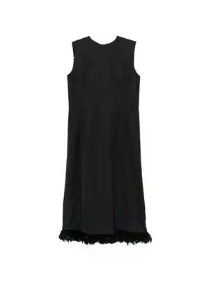 Plan C Feather-trim Sleeveless Maxi Dress - Black