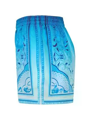 Casablanca Gradient Egyptian Rug Silk Shorts - Blue