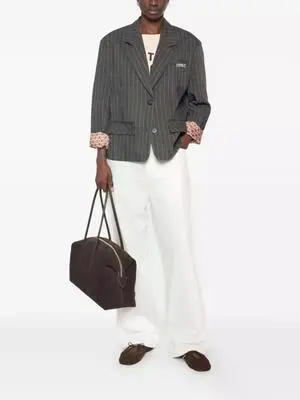 Dixie Pinstripe Print Crystal-embellished Jacket