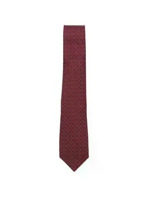 FERRAGAMO Ferragamo Geometric-Print Silk Tie Red