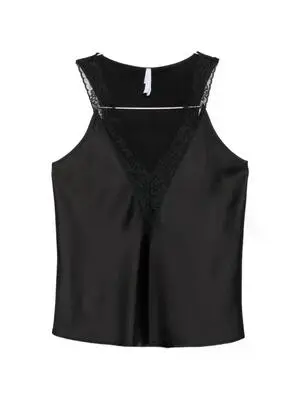 Imperial Lace-trim Camisole Top - Black