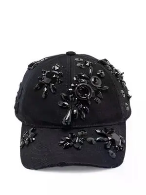 Miu Miu Crystal-embellished Cotton Denim Baseball Cap