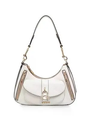 Guess Logo-plaque Pebbled Tote Bag - White