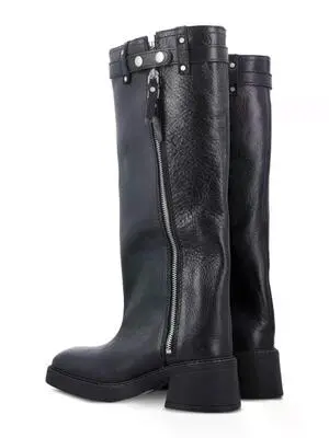 MIISTA Izolda Buckled Zip-up Calf Leather Boots