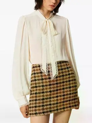 TWINSET Check Bouclé Miniskirt