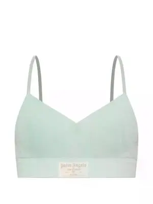 Palm Angels Logo-patch Ribbed Bras - Green